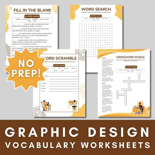 Graphic Design Vocabulary Activity Packet | 4-Page Printable Worksheet ...