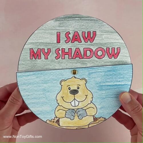Groundhog Day Spinner Craft - Coloring Wheel Printable by Non-Toy Gifts