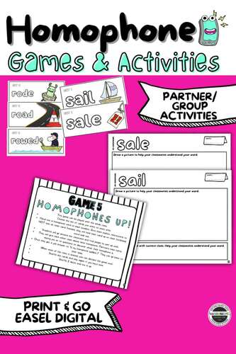 Homophone Games and Activities -Picture Cards Included | TPT