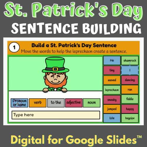 St. Patrick's Day Sentence Building with Parts of Speech Digital Activity