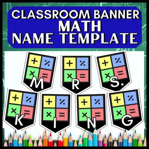 Printable Math Symbols Name Banner → Editable Bulletin Board Decor All ...