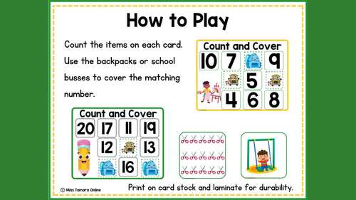 August Counting to 20 Preschool Math Activities Bundle by Miss Tamara ...