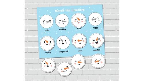 Snowman Emotions Activity, Winter Preschool Printables, Pre-k Learning