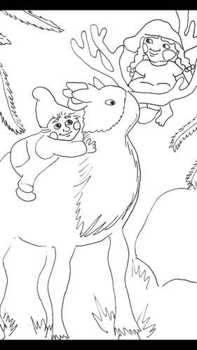 Elves And Reindeer In The Summer Fun Coloring Page For Kids And Adults