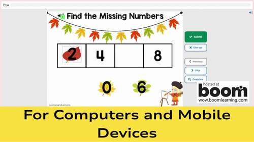 Counting by 2s Kindergarten & 1st Grade Fall Digital Boom Cards | TPT