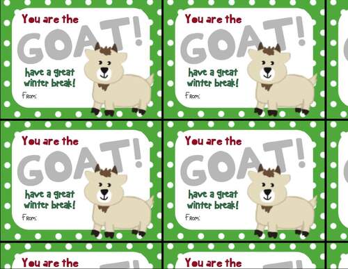Cute Goat Christmas/ Winter Holiday Gift Tag- You are the GOAT! Have a ...