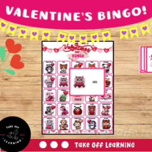 Valentine Bingo, Valentines Day Bingo with Animals, 30 cards | TPT