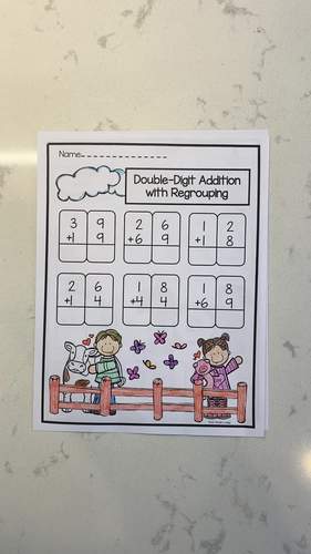 Double Digit Addition With Regrouping by First Grade Lodge | TPT