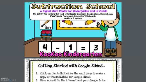 Subtraction School-A Digital Math Center (Compatible with Google Apps)