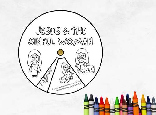 Jesus and the Sinful Woman Bible Lesson Spinning Wheel, Sunday School Craft