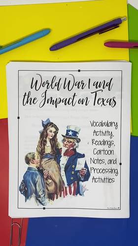 Texas in World War I Activity by Social Studies Success | TPT
