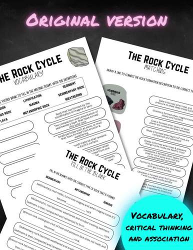The Rock Cycle - Worksheet (Original & Modified Version w/ KEY) | TPT