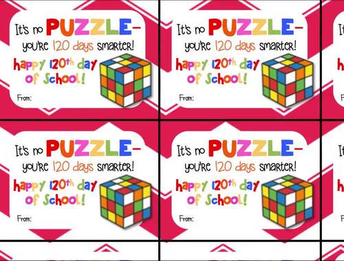 Rubik's Cube (Speed Cube) 120th Day of School Gift Tags | It's no ...