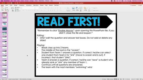 Sink or Swim Review Game Template | Interactive Editable Powerpoint ...