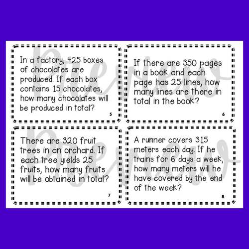 Multiplication Three-Digit Word Problems Task Cards | Multiplication ...