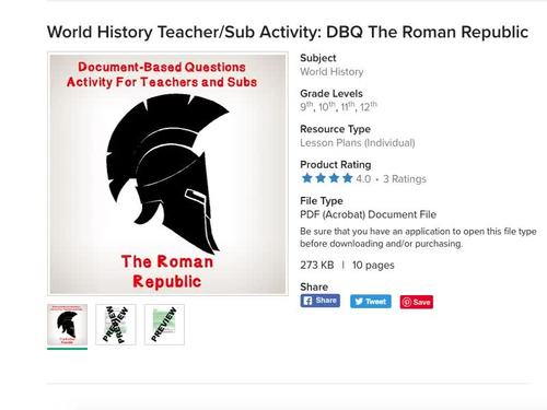 World History Teacher/Sub Activity: DBQ The Roman Republic | TpT