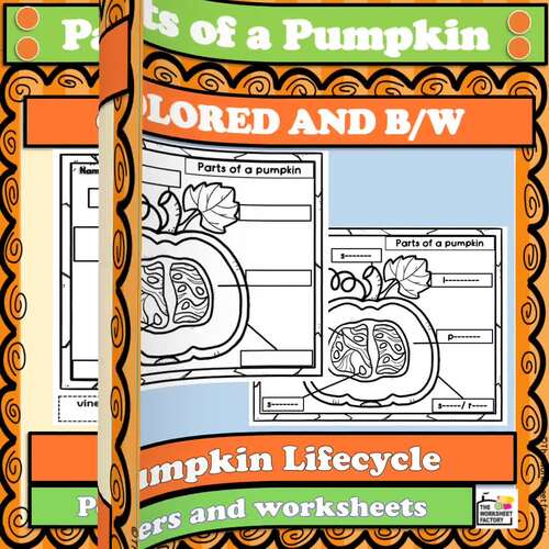 Pumpkin Labeling Parts and Lifecycle Worksheets Coloring & Science ...