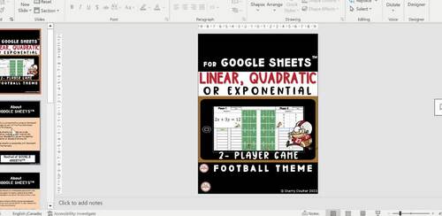 Linear Quadratic or Exponential For Google Sheets™ 2 Player Football ...
