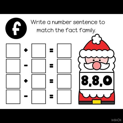 Fact Families Holiday Math Task Cards for 1st Grade by Serendipity Math ...