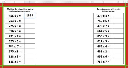 Sugar Skull Calavera Cat 3-digit by 1-digit Multiplication Pixel Art ...