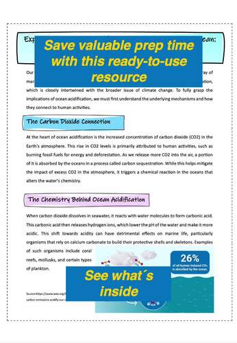 Ocean Acidification & Climate Change Reading with Questions | No-Prep ...