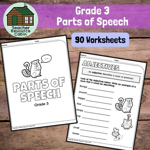 Parts of Speech Worksheets (Grade 3) by Teacher Resource Cabin | TPT