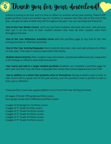 20 End of the Year Portfolio Covers-Editable Google Doc. Add Photos ...