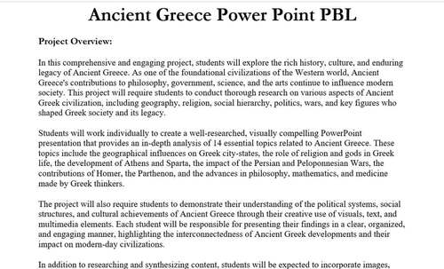 Ancient Greece Power Point Project by PBL History & Civics | TPT