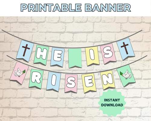 He Is Risen Easter Banner – Spring Printable Garland, Christian ...
