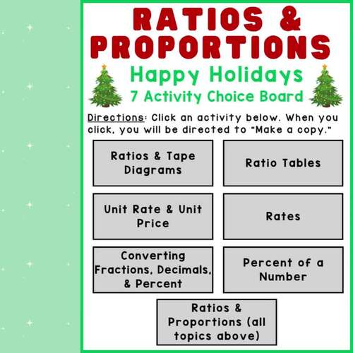 Ratios & Proportions | Christmas Holiday | 7 Math Digital Activity BUNDLE
