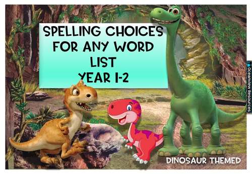 Spelling Choice board Grades 1-2-Dinosaur Theme by Oceanview Resources
