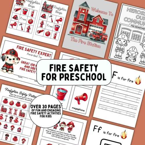Fire Safety Preschool, Firefighter Worksheets, Interactive signs, bingo ...