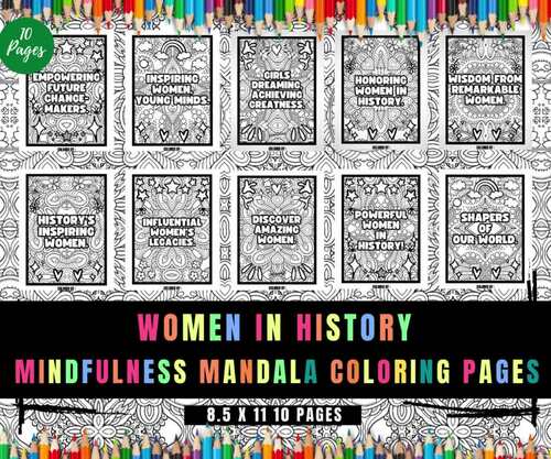 Women In History Door Decorations Saying, Word Wall Coloring Pages, No Prep