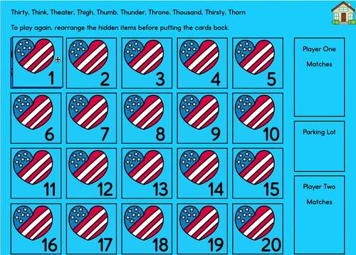 Digital Fourth of July Articulation Memory Game by Jennie's Speech Room