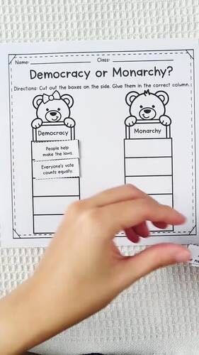 Democracy or Monarchy? – Cut and Paste Sorting Activity by Taketing Academy