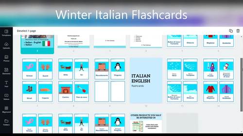 WINTER ITALIAN FLASH CARDS | Winter Season Italian flashcards Winter Season