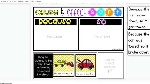 Cause and Effect Comprehension Skills for Google Slides Distance Learning