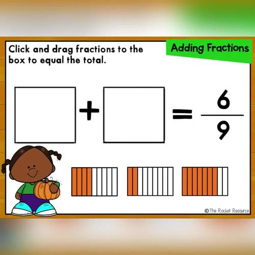 Adding Fractions with Like Denominators Fall BOOM™ Cards | 4.NF.3