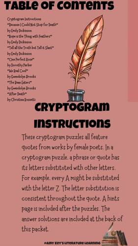 Women's Poetry Cryptogram Puzzles Women's History Month Middle & High ...