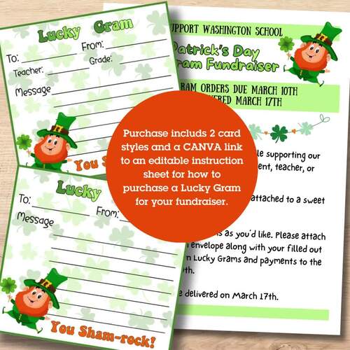 St. Patrick's Day Lucky Candy Gram PRINTABLE Fun & Easy School Fundraiser