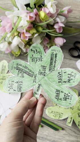 4th Grade Shamrock Math Craft Multiplication 4 Digit by 1 Digit St ...