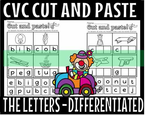 CVC words cut and paste the letters by Murphys lesson design studio
