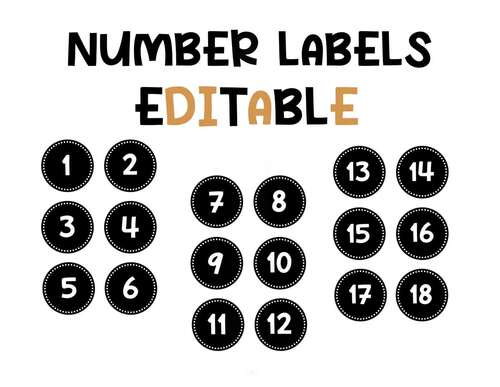 Printable Round Black and White Number Labels, Cubby Labels, Number Tags