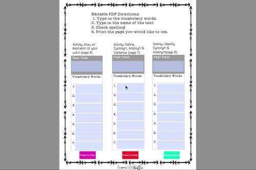 Interactive Vocabulary Practice: Editable Foldable Flipbook for ANY set ...
