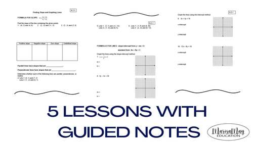 Algebra - Lines & Systems Unit Guided Notes & Worksheets Bundle | TPT