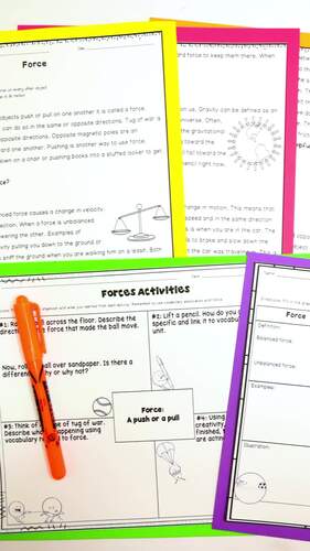 Force and Motion Worksheets for Gravity Inertia Friction and Forces in ...