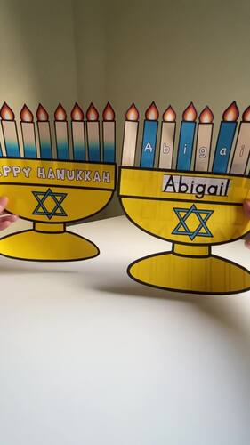 Hanukkah Craft Menorah Name Craft and Math Activities Holidays Around ...