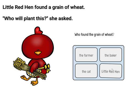 Little Red Hen Literacy BOOM LEARNING CARDS by Tech Teacher Pto3