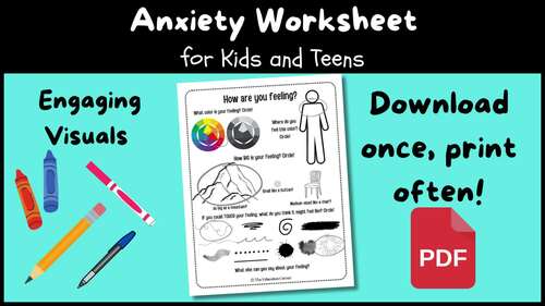 Anxiety Worksheet for Kids and Teens | Social, Emotional, and Physical ...