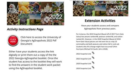University of Georgia AgSnapshots 2022 Student Worksheet by AG-ISH